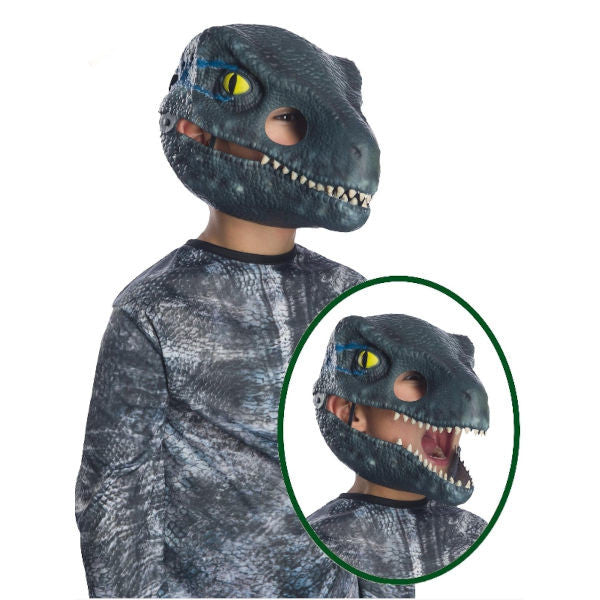 Velociraptor Blue Moveable Jaw Mask - Child – Cracker Jack Costumes ...