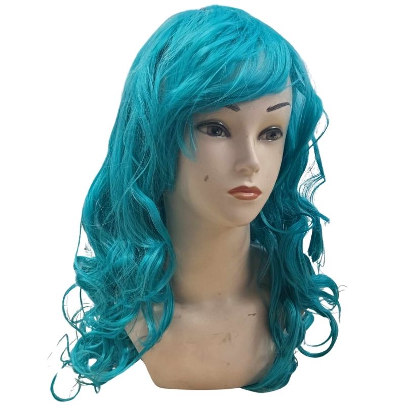 Turquoise Long Curly Wig – Cracker Jack Costumes Brisbane