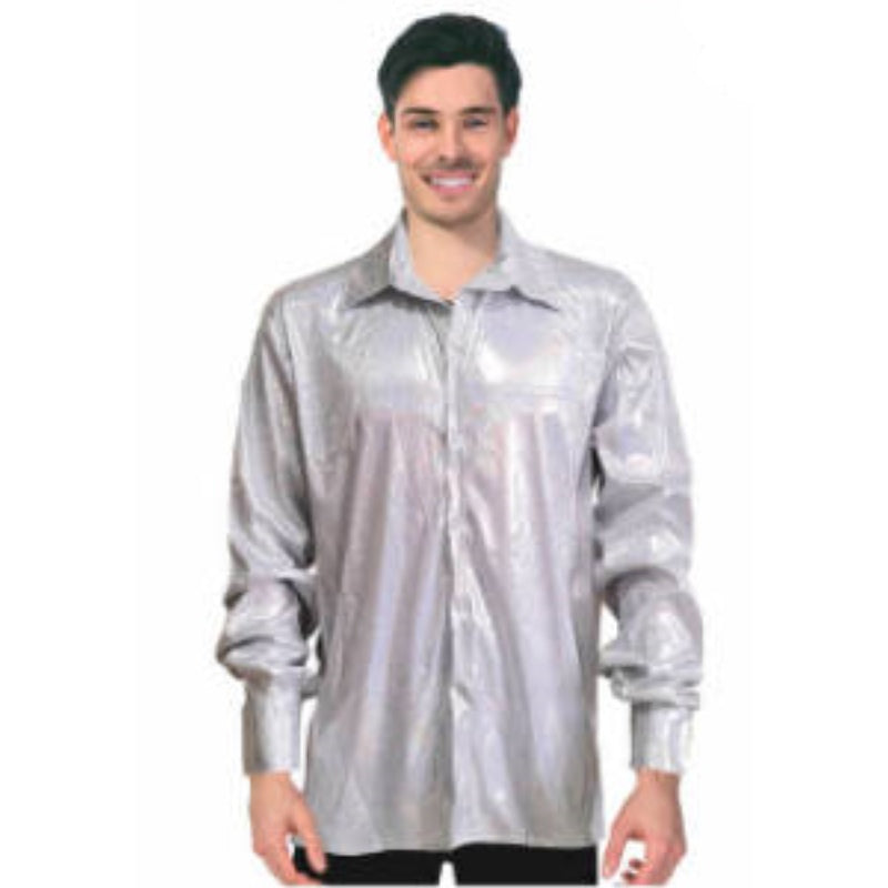 Adult White 70s Disco Shirt Iridescent | Retro Party Wear – Cracker ...