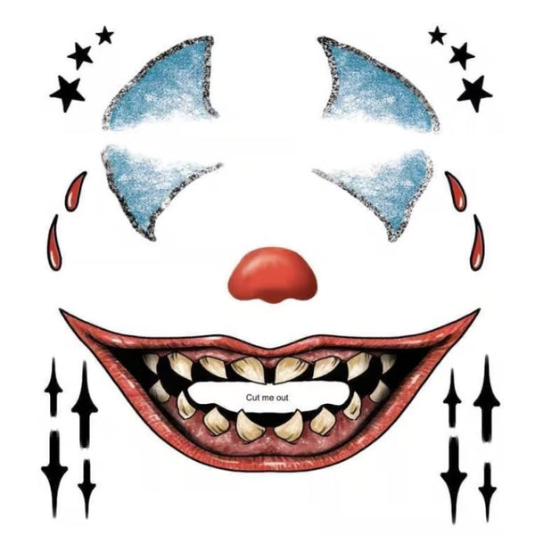 Tinsley FX Full Face Temp Tattoo - Clown Face – Cracker Jack Costumes ...