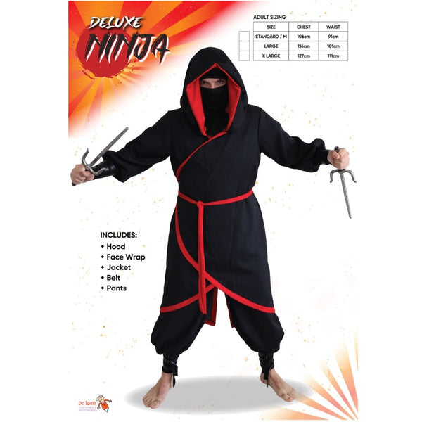 Deluxe Ninja Adult Costume | Stealth Party Outfit – Cracker Jack ...