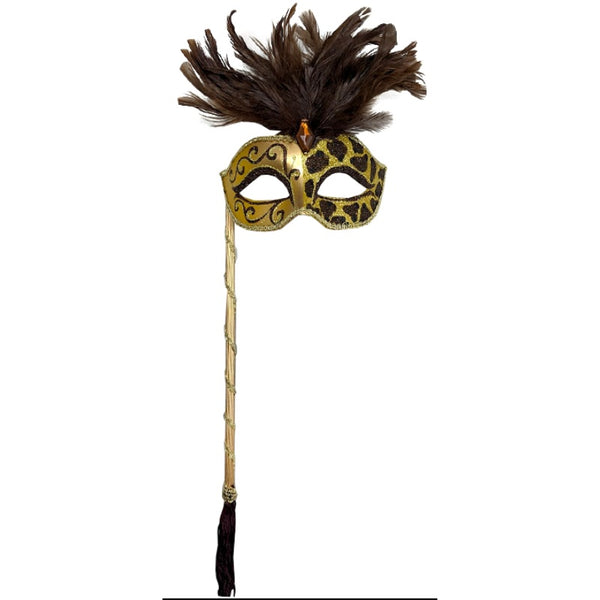 Masquerade Mask - Animal Print on Stick – Cracker Jack Costumes Brisbane
