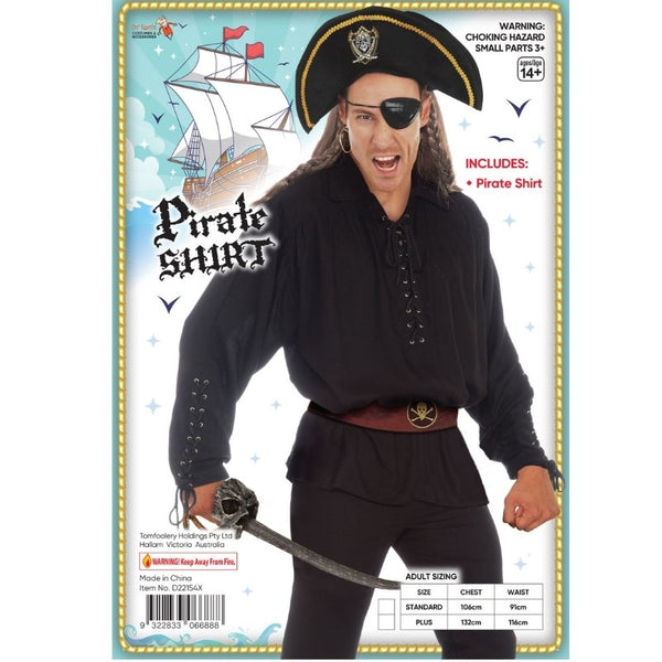 Black Medieval Pirate Shirt – Adult Costume Top – Cracker Jack Costumes ...