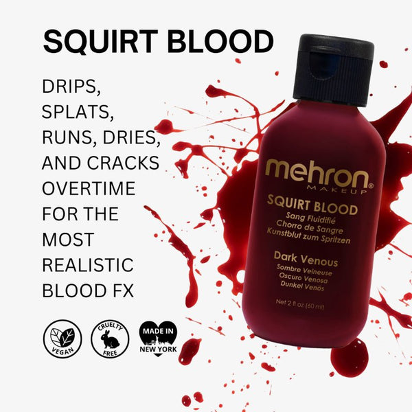 Mehron Squirt Blood – Dark Venous 60ml | Realistic Prop Blood for SFX ...