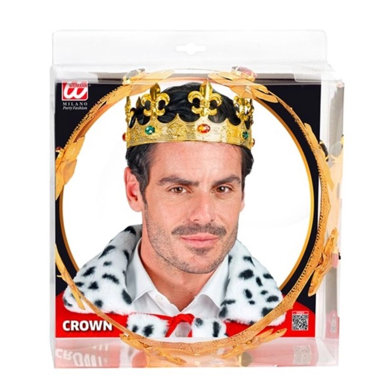 Metal Gold Crown with Gems | Royal Costume Crown – Cracker Jack ...