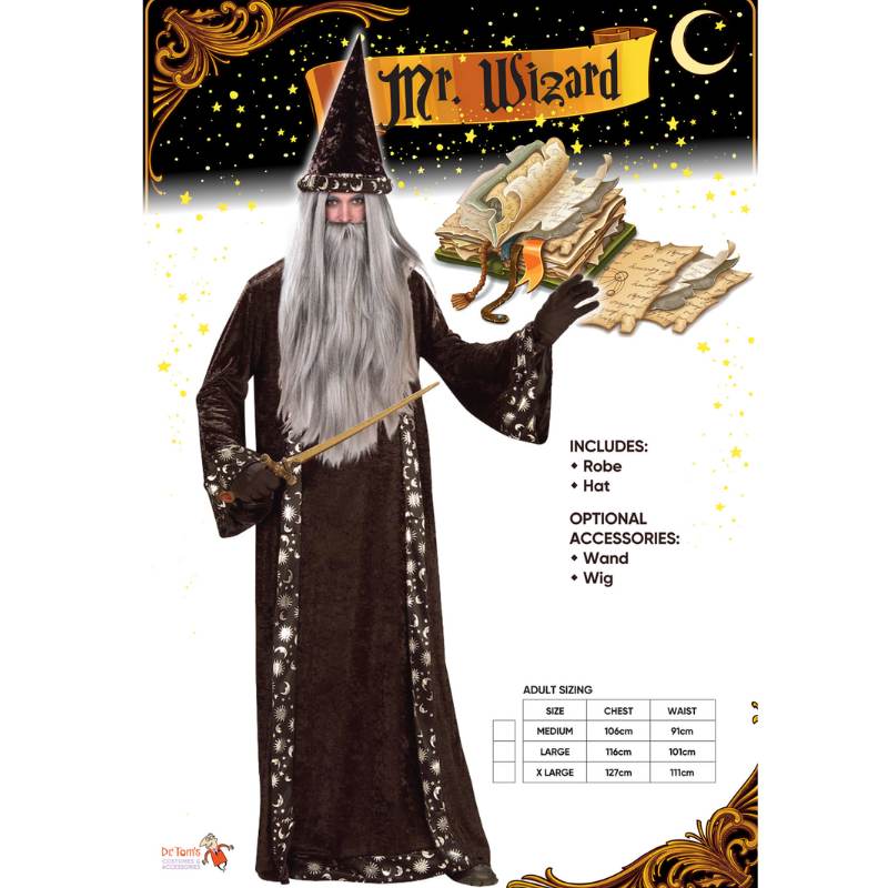 Mr Wizard Robe & Hat – Medieval Wizard Costume – Cracker Jack Costumes ...