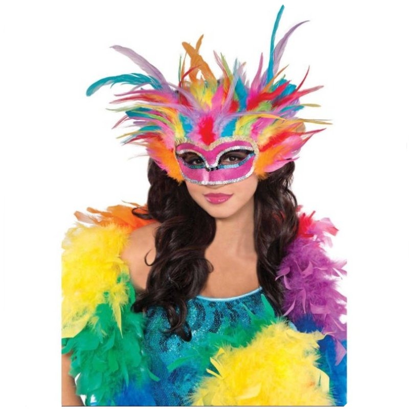 Rainbow Feather Mask – Cracker Jack Costumes Brisbane