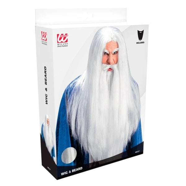 Wizard Wig with Beard & Moustache | White Fantasy Wig – Cracker Jack ...