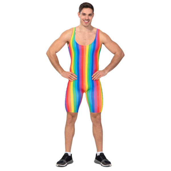 Adult Rainbow Stripe Unitard – Cracker Jack Costumes Brisbane