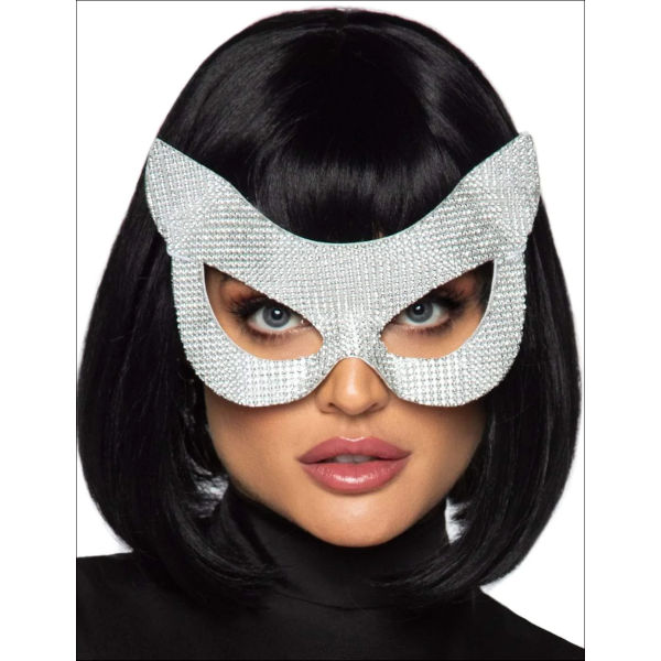 Faux Rhinestone Cat Mask - Silver – Cracker Jack Costumes Brisbane