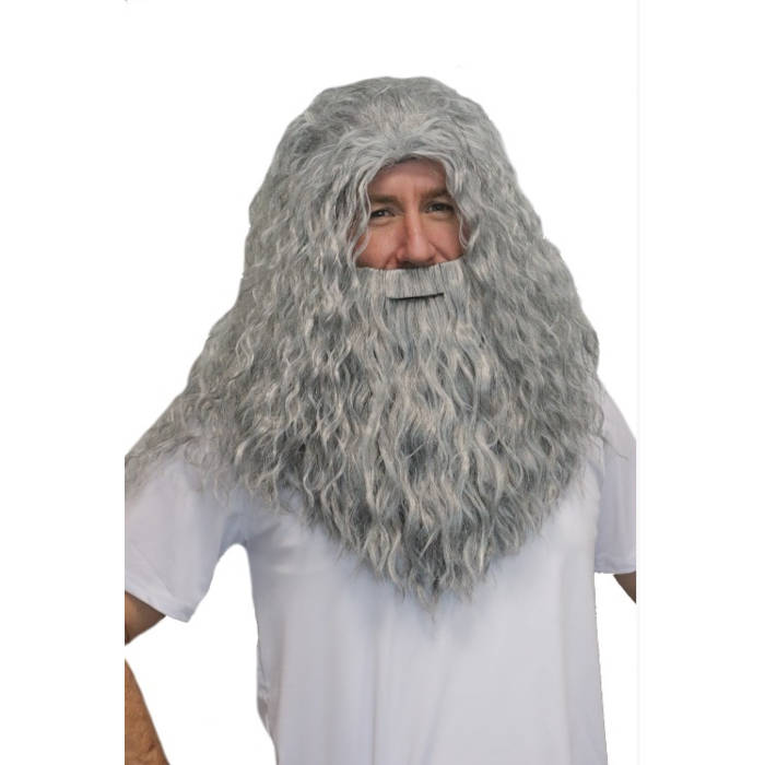 Deluxe Wizard Wig & Beard Set - Grey – Cracker Jack Costumes Brisbane